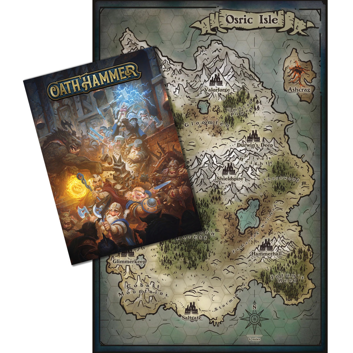 Oath Hammer RPG and Osric Isle Map Bundle – I'm Board! Games & Family Fun